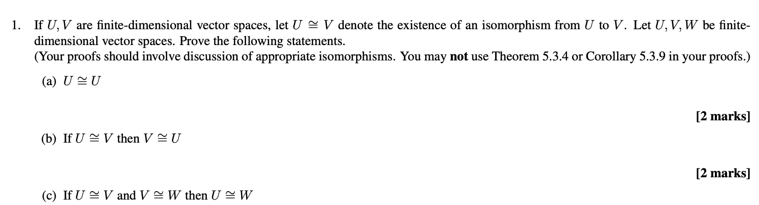 Solved 1. If U, V are finite-dimensional vector spaces, let | Chegg.com