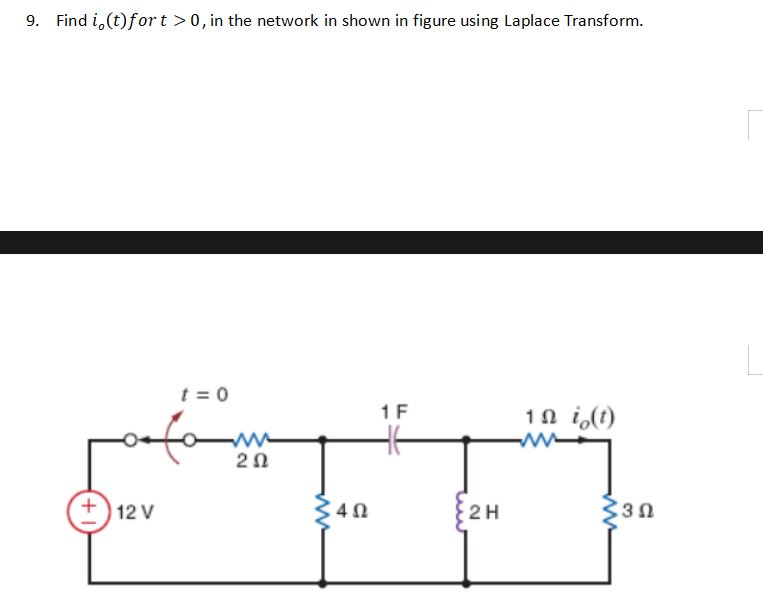 Solved Find io(t) ﻿for t>0, ﻿in the network in shown in | Chegg.com