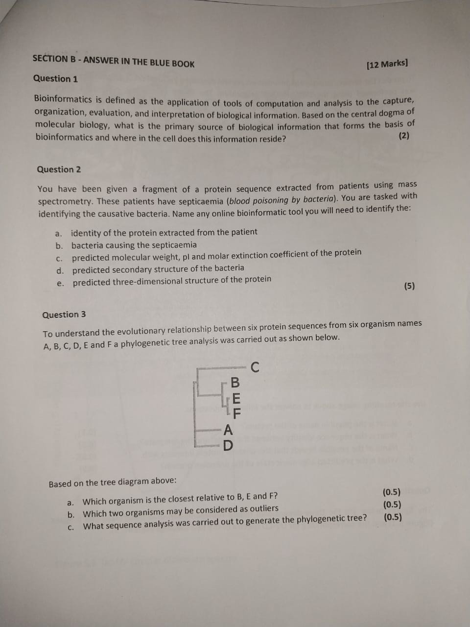Question 1 Bioinformatics is defined as the | Chegg.com