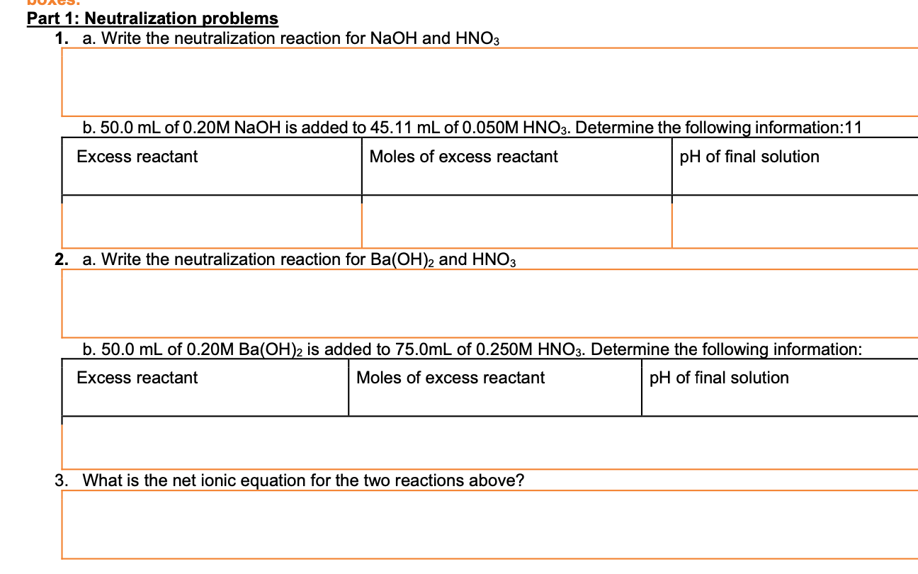 Solved Part 1: Neutralization problemsa. ﻿Write the | Chegg.com