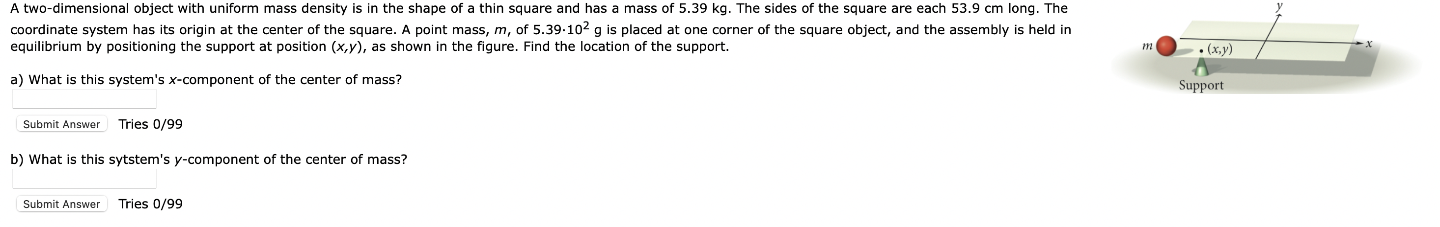 Solved A two-dimensional object with uniform mass density is | Chegg.com