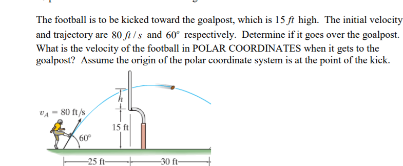 Solved The football is to be kicked toward the goalpost, | Chegg.com