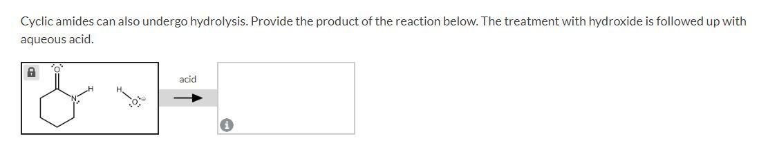 Solved Cyclic amides can also undergo hydrolysis. Provide | Chegg.com