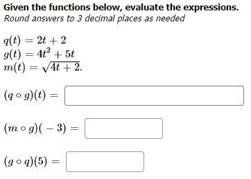 Solved Given the functions below, evaluate the expressions. | Chegg.com