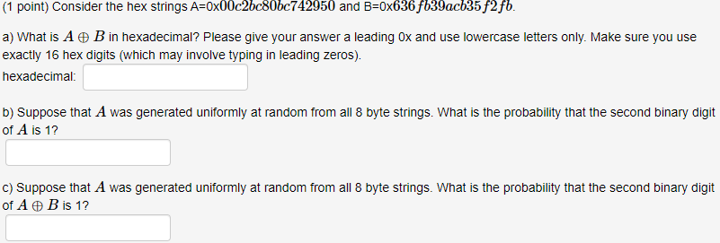 Solved (1 point) Consider the hex strings | Chegg.com