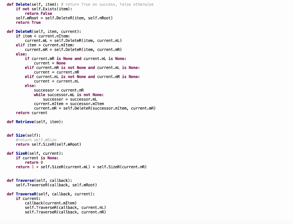 Solved I need help creating a retrieve function. everything | Chegg.com