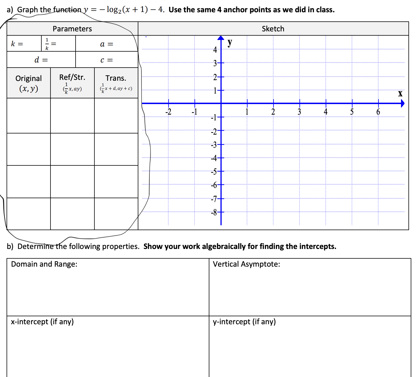Solved a) ﻿Graph the function y=-log2(x+1)-4. ﻿Use the same | Chegg.com