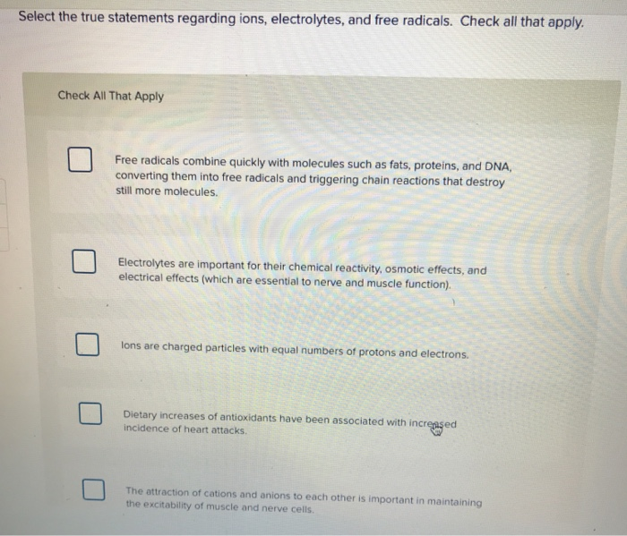 Solved Select the true statements regarding ions, | Chegg.com
