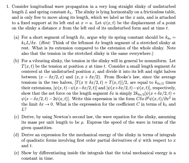 1. Consider longitudinal wave propagation in a very | Chegg.com