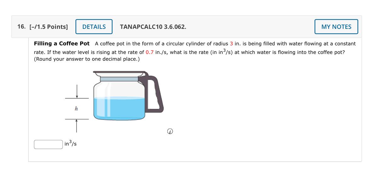 Solved Filling a Coffee Pot A coffee pot in the form of a | Chegg.com