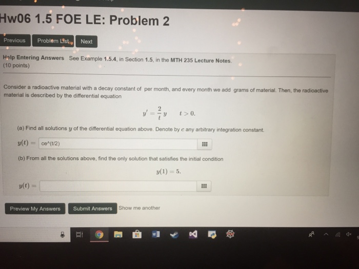 Solved Hw06 1.5 FOE LE: Problem 2 Previous Problem List Next | Chegg.com