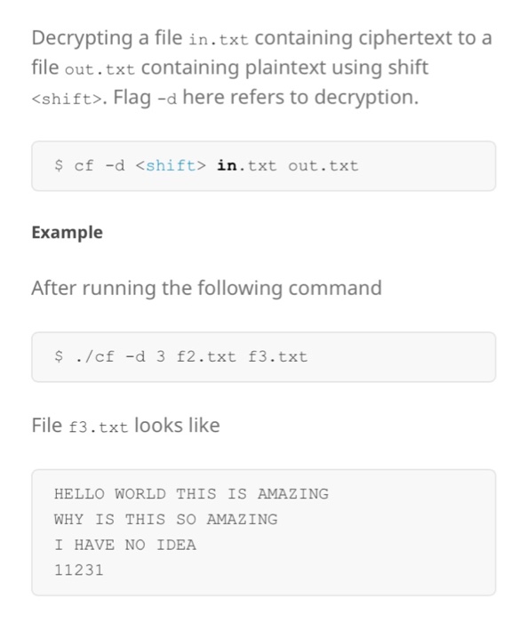 Solved Decrypting a file in. txt containing ciphertext to a | Chegg.com