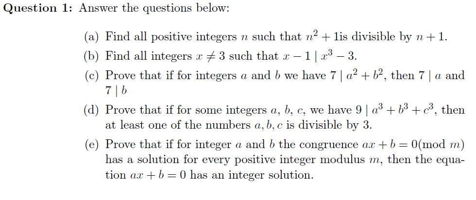Solved tion 1: Answer the questions below: (a) Find all | Chegg.com