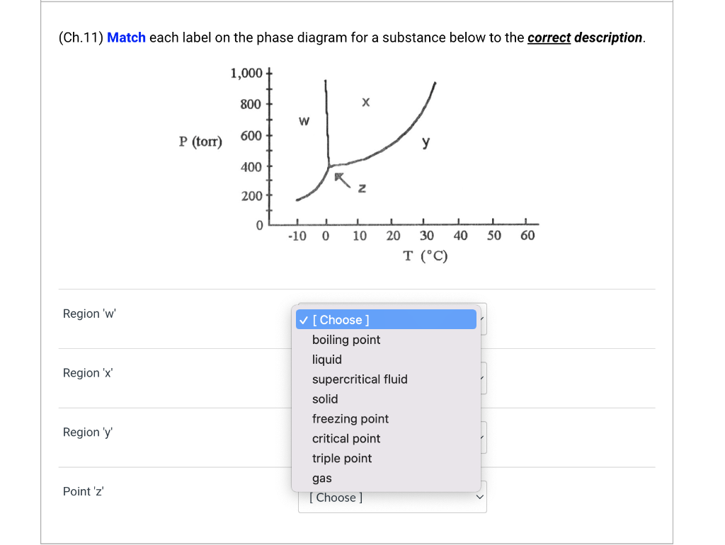 Solved (Ch.11) Match each label on the phase diagram for a | Chegg.com