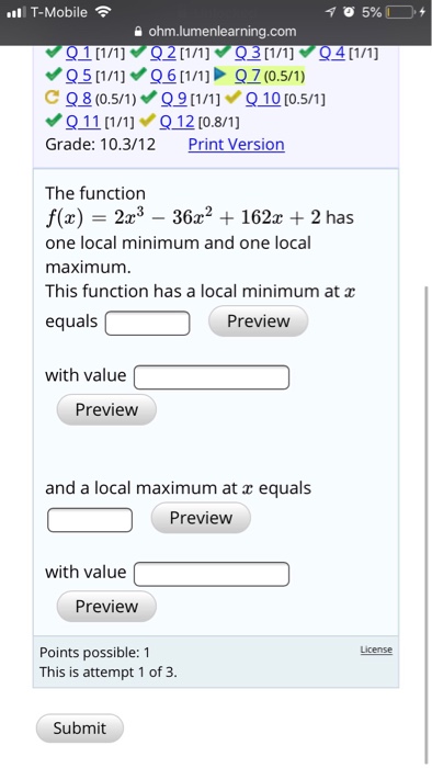Solved T-Mobile ? a ohm.lumenlearning.com 01 1 [1/1] 01 2 | Chegg.com