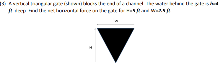 Solved 3) A vertical triangular gate (shown) blocks the end | Chegg.com