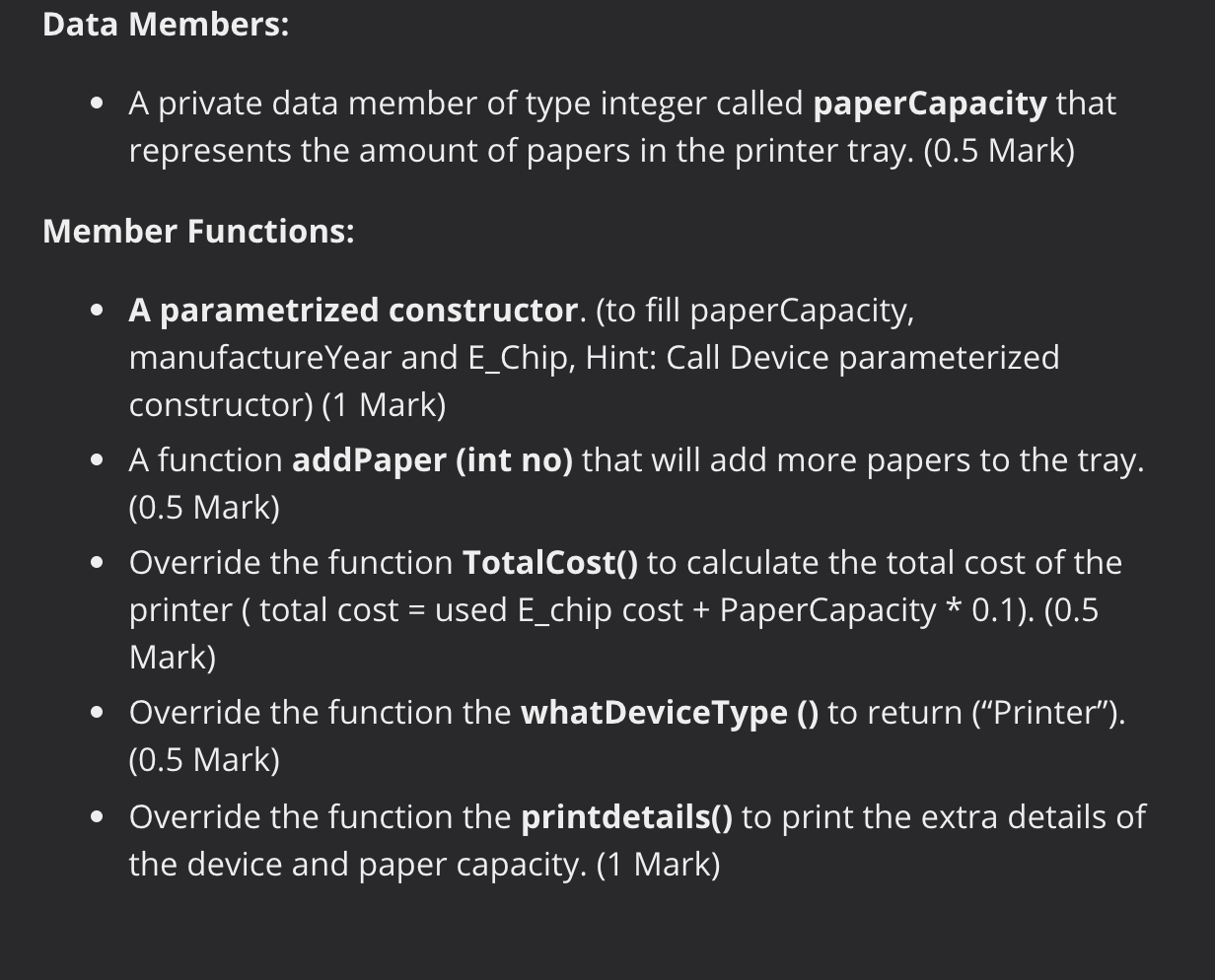 Solved Part 1 (12 Marks) Define and implement a class E_chip | Chegg.com