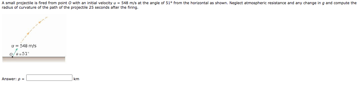 Solved A small projectile is fired from point O with an | Chegg.com