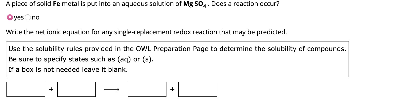 Solved Use the solubility rules provided in the OWL | Chegg.com