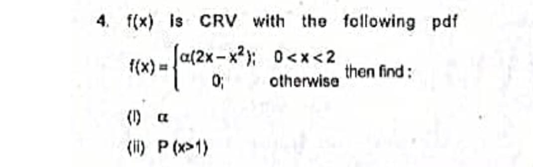 Solved f(x) is CRV with the following pdf | Chegg.com