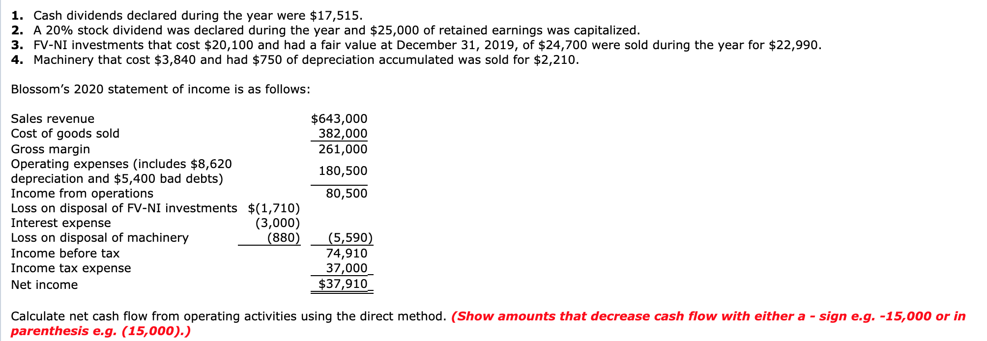 Solved Problem 22-7 (a) (direct method) SFP accounts of | Chegg.com