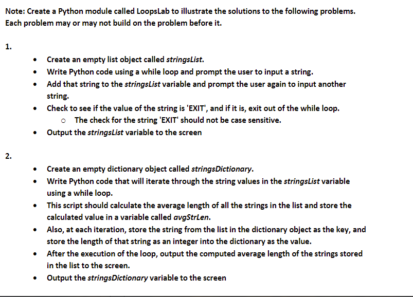 Solved Note Create A Python Module Called Loopslab To 7944