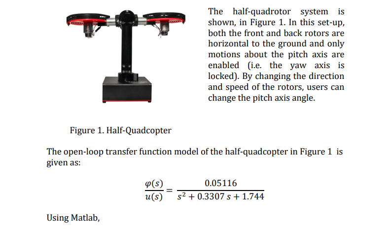 1 The half-quadrotor system is shown, in Figure 1. In | Chegg.com