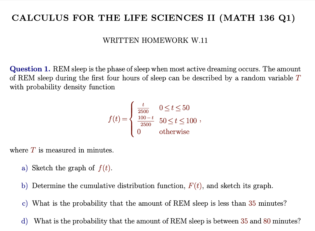 Solved CALCULUS FOR THE LIFE SCIENCES II (MATH 136 Q1) | Chegg.com