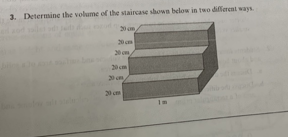 Solved 3. Determine the volume of the staircase shown below | Chegg.com