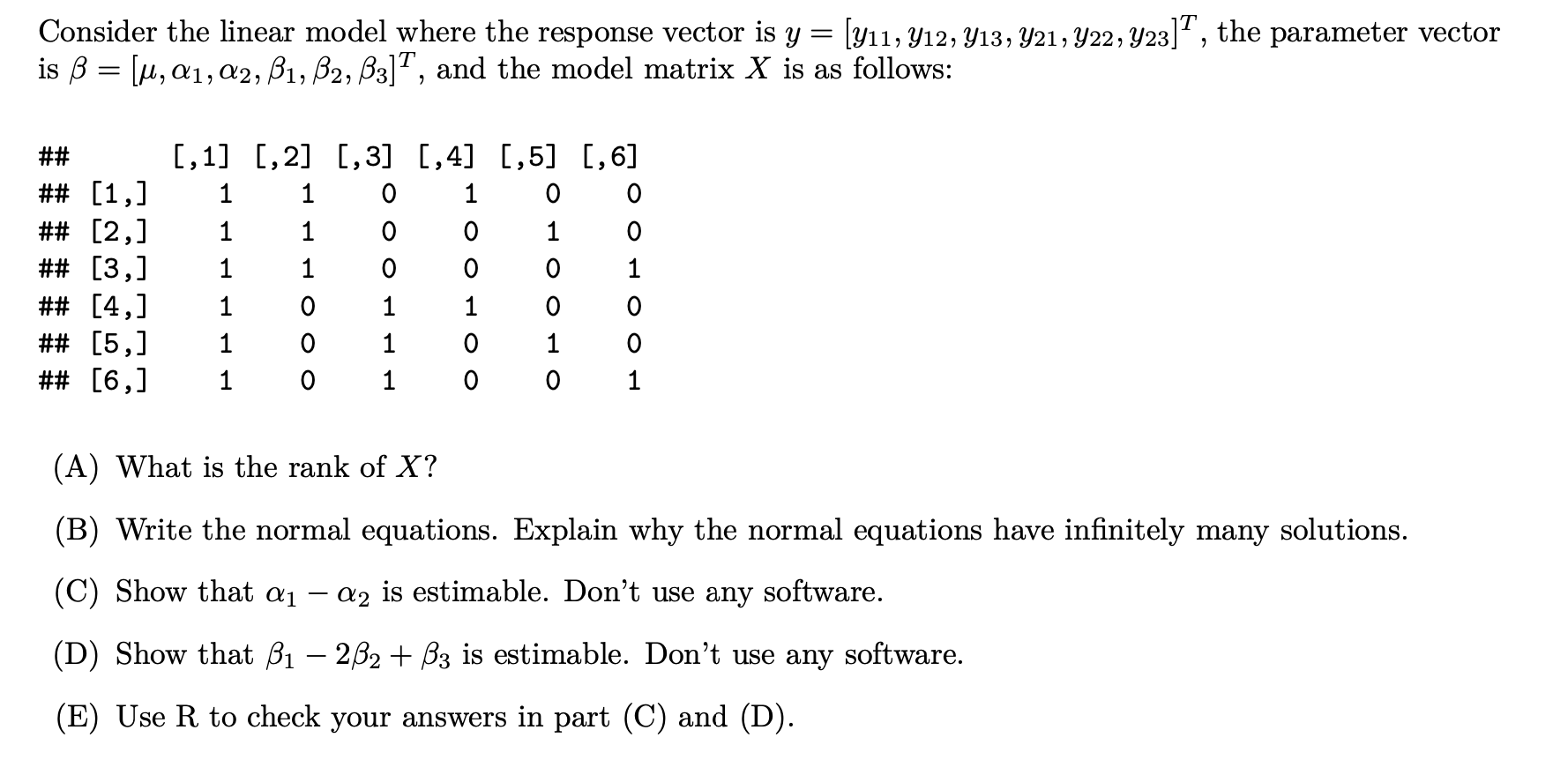 Solved Consider the linear model where the response vector | Chegg.com