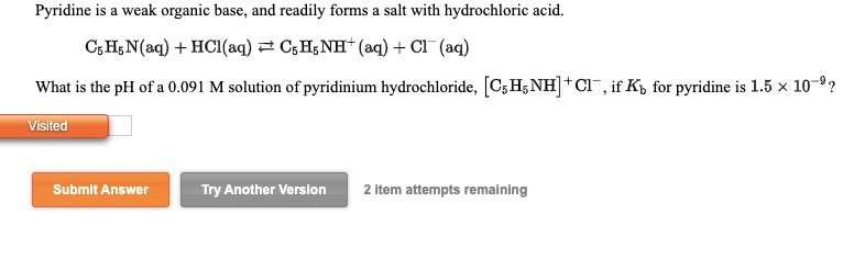 Solved Pyridine is a weak organic base, and readily forms a | Chegg.com