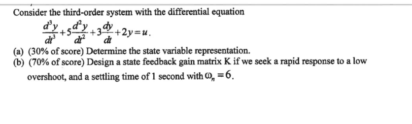 Solved Consider the third-order system with the differential | Chegg.com