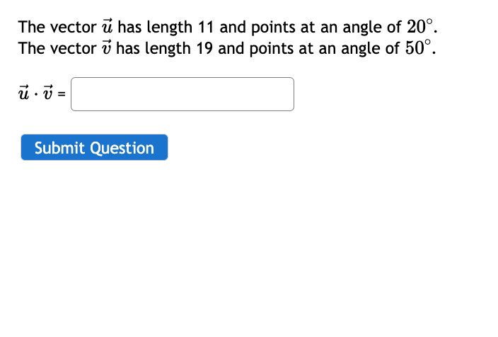 Solved The vector vec(u) ﻿has length 11 ﻿and points at angle | Chegg.com