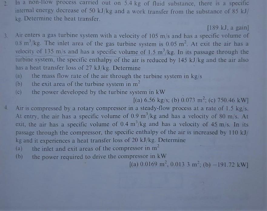 Solved Questions 1 ון In a non-flow process there is a heat | Chegg.com