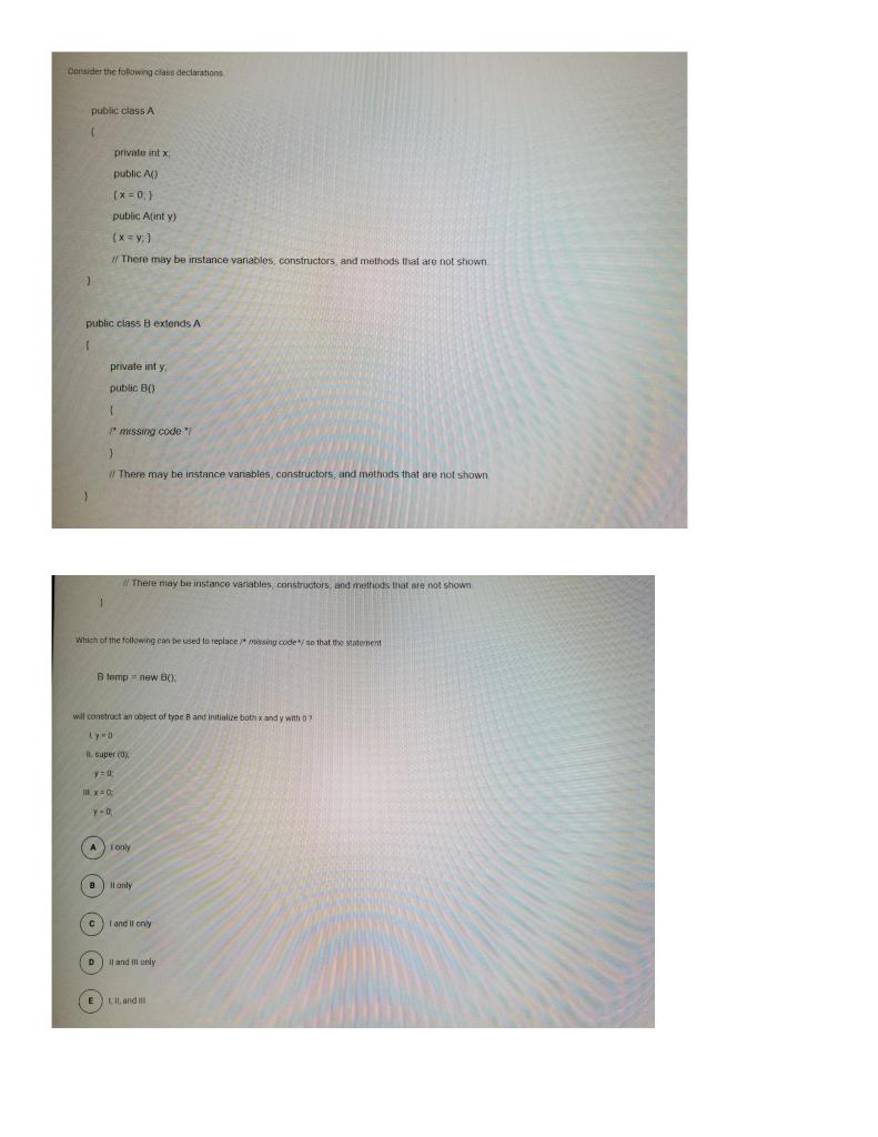Solved Consider the following class declarations public | Chegg.com
