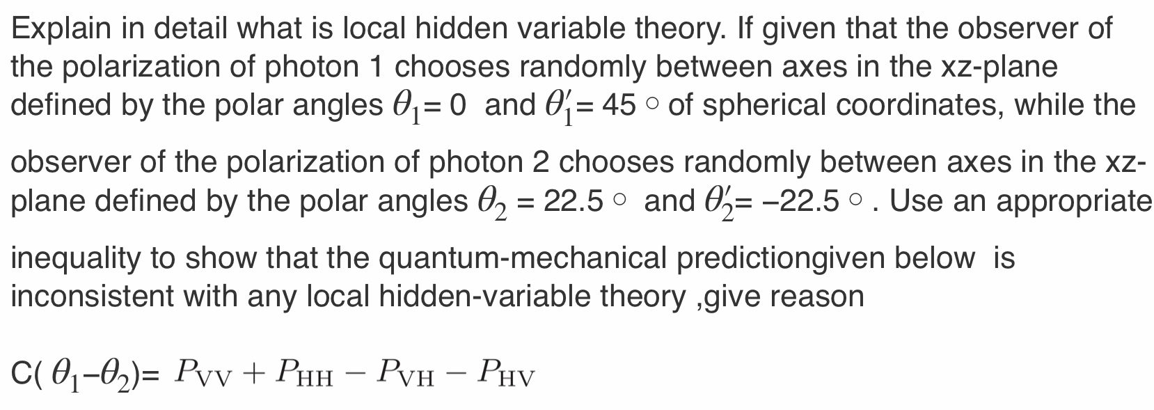 Explain in detail what is local hidden variable | Chegg.com