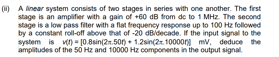 Solved A linear system consists of two stages in series with | Chegg.com