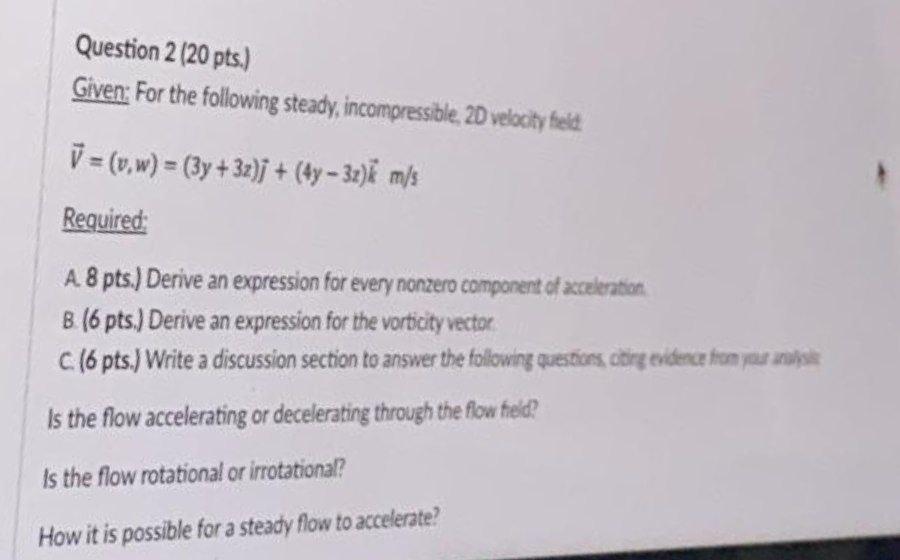 Solved Question 2 (20 pts.) Given: For the following steady, | Chegg.com