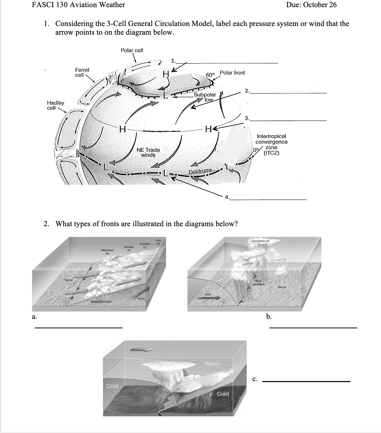 Solved 1. Considering the 3-Cell General Circulation Model, | Chegg.com