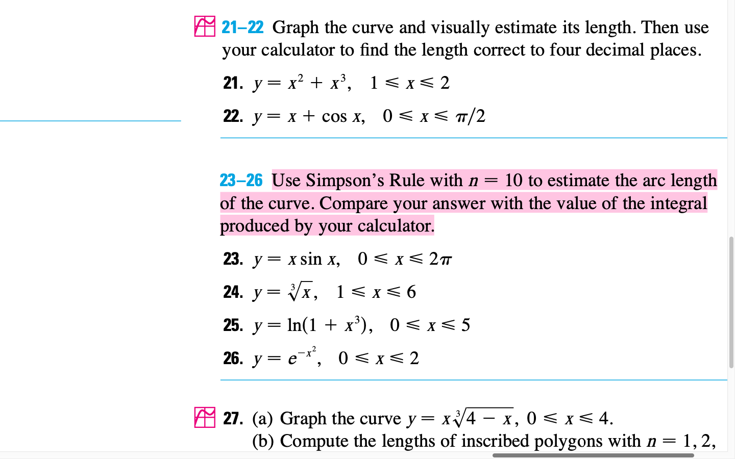 Solved 21-22 Graph the curve and visually estimate its | Chegg.com