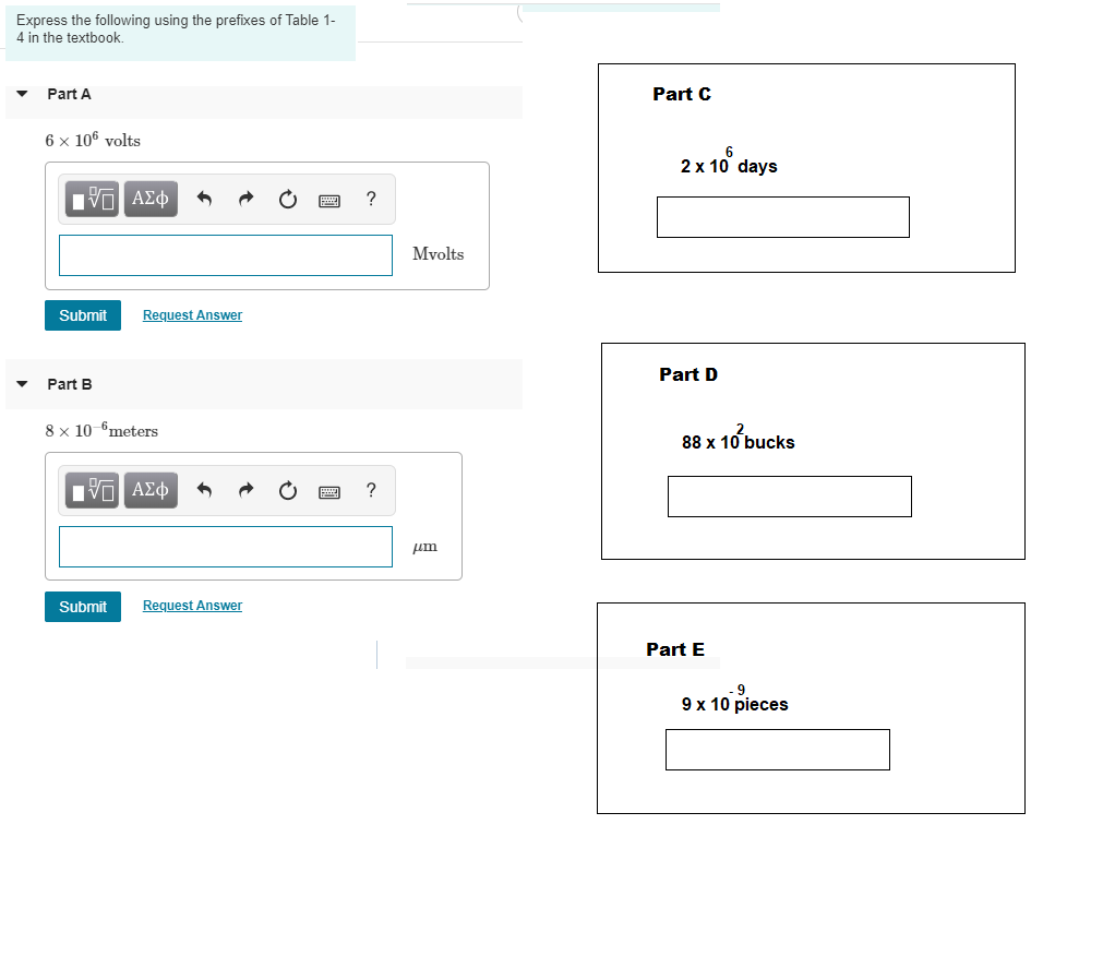 Solved Express the following using the prefixes of Table 1- | Chegg.com
