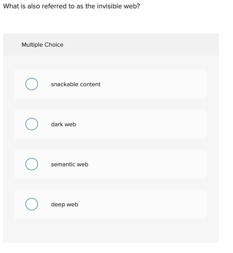 Solved What is also referred to as the invisible web? | Chegg.com