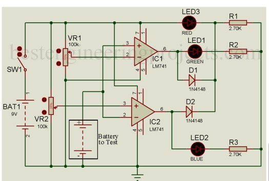 Solved LED3 R1 2.70K RED VR1 100k LED1 R2 st 2.70K GREEN | Chegg.com