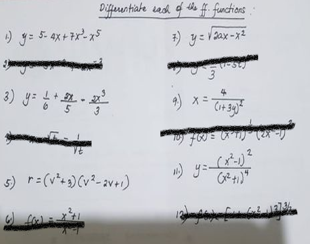 Solved Differentiale iad of the ff functions 1. ) y = | Chegg.com