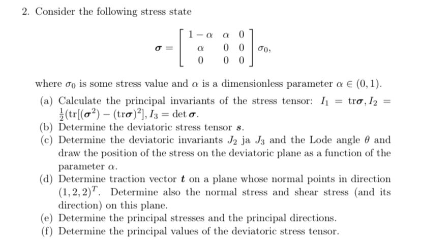 Solved Consider the following stress | Chegg.com