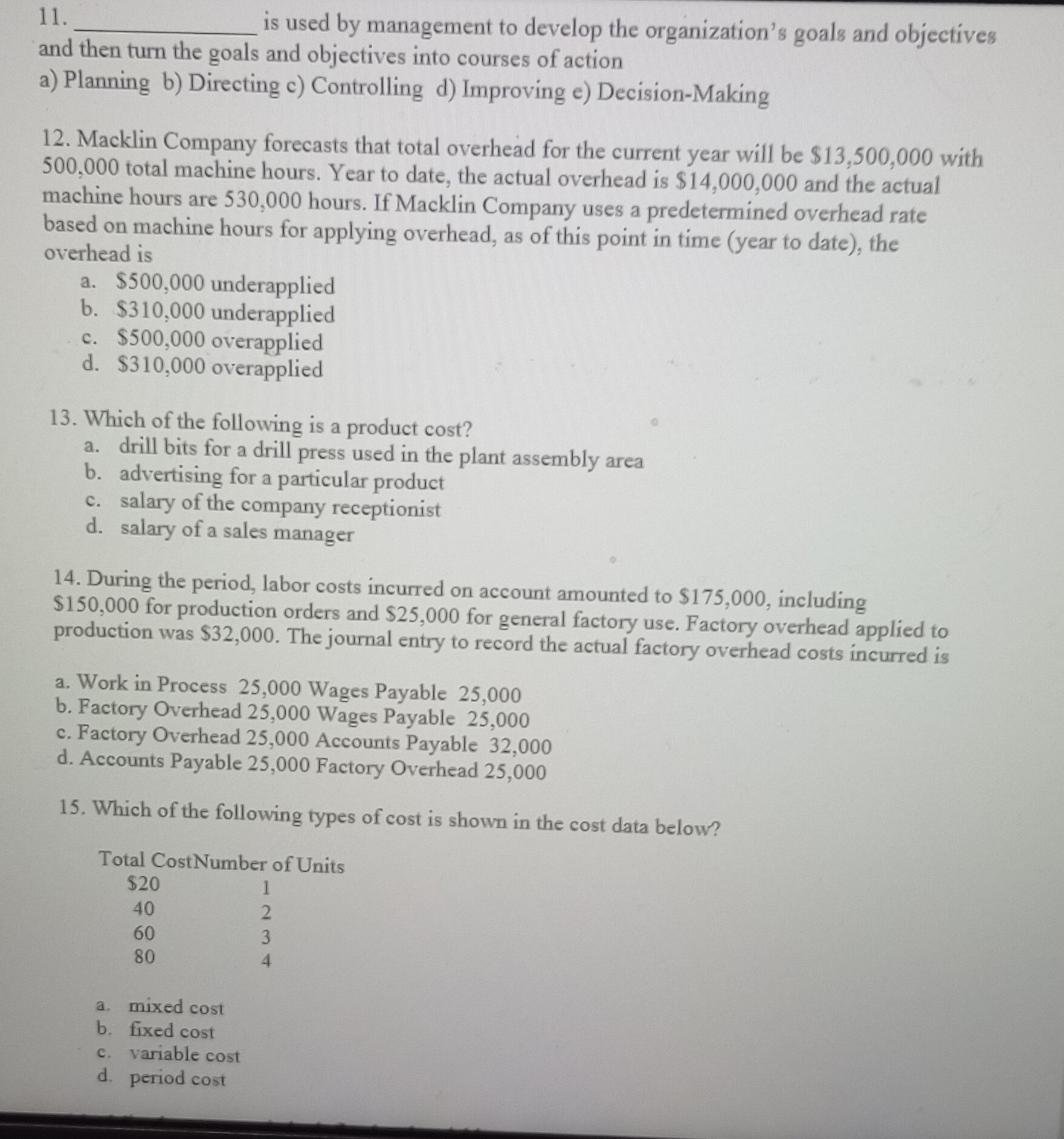 Solved 16. Mixed costs contain both fixed and variable | Chegg.com