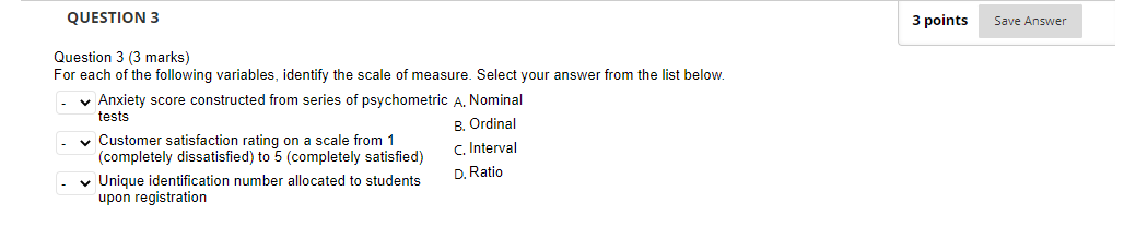 Solved Question 3 (3 marks) For each of the following | Chegg.com