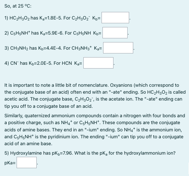 Solved So, at 25 °C: 1) HC2H302 has Ka=1.8E-5. For C2H302 | Chegg.com