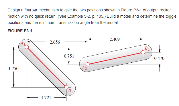 Solved Design a fourbar mechanism to give the two positions | Chegg.com