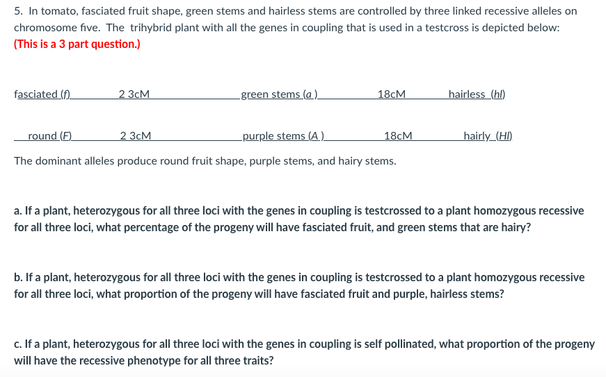 Solved In tomato, fasciated fruit shape, green stems and | Chegg.com